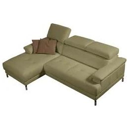 Ecksofa Egoitaliano "Soul, Design und Sitzkomfort auf hohem Niveau, tolle Details, L-Form", grün (pistazie), B:250cm H:99cm T:166cm, Leder u00bbBULLu00ab (echtes Rindsleder). Geschliffenes, pigmentiertes und behandeltes Rindsleder mit einer Dicke von 1, 3-1, 5 mm. Dieses Leder zeigt eine ziemlich weiche Hand mit einem halb undurchsichtigen Aussehen. Es handelt sich um ein geschütztes Leder. Eine l