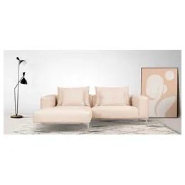 Guido Maria Kretschmer Home & Living Ecksofa GUIDO MARIA KRETSCHMER HOME & LIVING "JANTE L-Form" Sofas Gr. B/H/T: 233cm x 85cm x 172cm, Velours, Recamiere links, beige (creme) wahlweise Recamiere links oder rechts, mit Chromfüßen