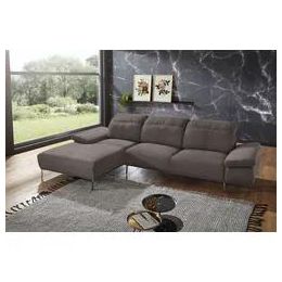 Ecksofa W.Schillig "levi, elegant und zeitlos, bequem, L-Form", braun (tobacco s22), B:309cm H:80cm T:182cm, Flachgewebe S22 (100% Polyester), Sofas, inklusive Kopfstützenverstellung & Seitenteilverstellung, Breite 309cm