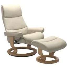 Relaxsessel stressless "View" Sessel Gr. Leder BATICK, Cross Base Eiche, Relaxfunktion-Drehfunktion-PlusTMSystem-Gleitsystem, B/H/T: 91cm x 109cm x 83cm, beige (cream batick) mit Classic Base, Größe L,Gestell Eiche