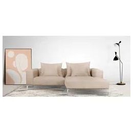 Guido Maria Kretschmer Home & Living Ecksofa GUIDO MARIA KRETSCHMER HOME & LIVING "JANTE L-Form" Sofas Gr. B/H/T: 233cm x 85cm x 172cm, Cord, Recamiere rechts, beige (sand) wahlweise Recamiere links oder rechts, mit Chromfüßen