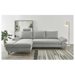 Schlafsofa Inosign "City/Giron" Sofas Gr. B/H/T: 284cm x 104cm x 166cm, Strukturstoff, Recamiere links, mit Bett-Funktion, silberfarben komfortable Bettfunktion (Liegefläche 245 x 138 cm), sowie Bettkasten