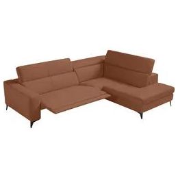 Ecksofa Egoitaliano "Edith, Designsofa mit hohem Sitzkomfort, L-Form" Sofas Gr. B/H/T: 269cm x 96cm x 203cm, Leder BULL, Ottomane rechts, rot (brick) inkl. elektrischer Relaxfunktion und manuell verstellbaren Kopfteilen