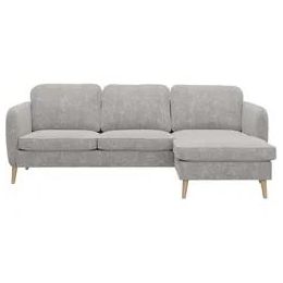 Ecksofa Inosign "Ikano" Sofas Gr. B/H/T: 225cm x 80cm x 143cm, Flachgewebe, Recamiere rechts, grau (hellgrau) Massivholz Konstruktion, Wellenunterfederung im Sitz