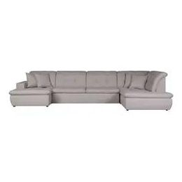 Wohnlandschaft Inosign "BRISBANE NEU U-Form" Sofas Gr. B/H/T: 380cm x 83cm x 202cm, Struktur, Recamiere links, beige mit feiner Steppung, Matten-Optik, incl. Zierkissen