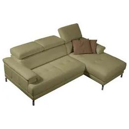 Ecksofa Egoitaliano "Soul, Design und Sitzkomfort auf hohem Niveau, tolle Details, L-Form" Sofas Gr. B/H/T: 250cm x 99cm x 166cm, Leder BULL, Recamiere rechts, mit Kopfteilverstellung, grün (pistazie) mit Recamiere, inkl. Kopfteilverstellung