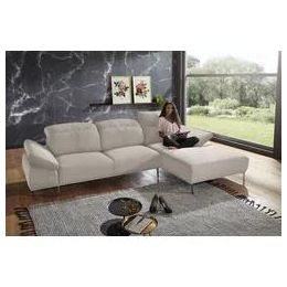 Ecksofa W.Schillig "levi, elegant und zeitlos, bequem, L-Form", braun (sesame s22), B:309cm H:80cm T:182cm, Flachgewebe S22 (100% Polyester), Sofas, inklusive Kopfstützenverstellung & Seitenteilverstellung, Breite 309cm