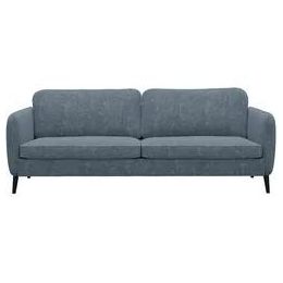 3-Sitzer Inosign "Ikano" Sofas Gr. B/H/T: 215cm x 80cm x 86cm, Flachgewebe, blau Massivholz Konstruktion, Wellenunterfederung im Sitz