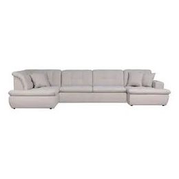 Wohnlandschaft Inosign "BRISBANE NEU U-Form" Sofas Gr. B/H/T: 380cm x 83cm x 202cm, Struktur weich, Recamiere rechts, beige mit feiner Steppung, Matten-Optik, incl. Zierkissen