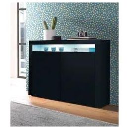 borchardt Möbel Highboard BORCHARDT MÖBEL "Santa Fe" Sideboards Gr. B/H/T: 107 cm x 89 cm x 35 cm, schwarz (schwarz matt mit perlstruktur) Breite 107 cm