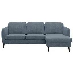 Ecksofa Inosign "Ikano" Sofas Gr. B/H/T: 225cm x 80cm x 143cm, Flachgewebe, Recamiere rechts, blau Massivholz Konstruktion, Wellenunterfederung im Sitz