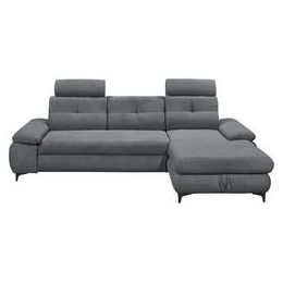 Ecksofa ED EXCITING DESIGN "Altona L-Form", grau (anthrazit), B:274cm H:88cm T:177cm, 100% Polyester, Sofas, Frei stellbar, Bettfunktion, Stauraum, Arm- und Kopfstützen