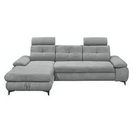 Ecksofa ED EXCITING DESIGN "Altona L-Form" Sofas Gr. B/H/T: 274cm x 88cm x 177cm, Webstoff, Recamiere links, inkl. Schlaffunktion und Bettkasten, grau Frei stellbar, Bettfunktion, Stauraum, Arm- und Kopfstützen