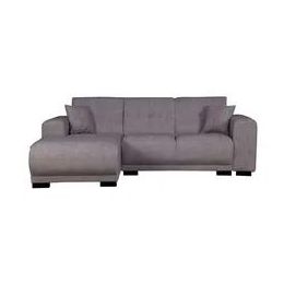 Ecksofa Home Affaire "Langeland L-Form" Sofas Gr. B/H/T: 234cm x 85cm x 163cm, Samtoptik, Recamiere links, grau incl. 2 Zierkissen, Recamiere wahlweise links oder rechts