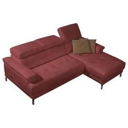 Ecksofa Egoitaliano "Soul, Design und Sitzkomfort auf hohem Niveau, tolle Details, L-Form" Sofas Gr. B/H/T: 250cm x 99cm x 166cm, Luxus-Microfaser Lederoptik, Recamiere rechts, mit Kopfteilverstellung, rot (marsala) mit Recamiere, inkl. Kopfteilverstellung