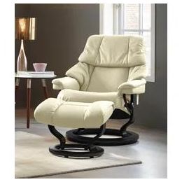 Relaxsessel stressless "Reno" Sessel Gr. Leder PALOMA, Classic Base Schwarz-S, Relaxfunktion-Drehfunktion-PlusTMSystem-Gleitsystem, B/H/T: 75cm x 96cm x 75cm, beige (vanilla paloma) mit Classic Base, Größe S, M & L, Gestell Schwarz