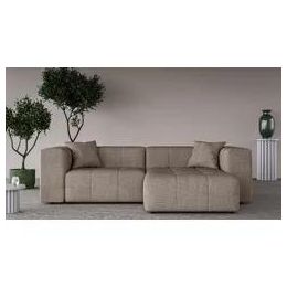 Ecksofa Home Affaire "ERIZ auch in Bouclé L-Form" Sofas Gr. B/H/T: 278cm x 70cm x 176cm, Bouclé, Ottomane rechts, grau (taupe) moderne Steppung, incl. 2 Zierkissen, BTH: 27817670 cm