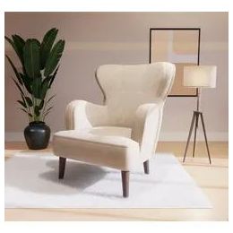 Sessel Home Affaire "SICILIA" Gr. Samtoptik, B/H/T: 88 cm x 88 cm x 64 cm, beige (creme) moderner Ohrensessel