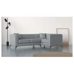 Ecksofa Places of Style "MATTHEW B/T/H: 240/167/74 cm" Sofas Gr. B/H/T: 240cm x 74cm x 167cm, Samt, langer Schenkel links, grau (hellgrau) L-Form, Steppung im Rücken, incl. Zierkissen, lose Sitzkissen