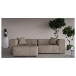 Ecksofa Home Affaire "ERIZ auch in Bouclé L-Form" Sofas Gr. B/H/T: 278cm x 70cm x 176cm, Bouclé, Ottomane links, grau (taupe) moderne Steppung, incl. 2 Zierkissen, BTH: 27817670 cm