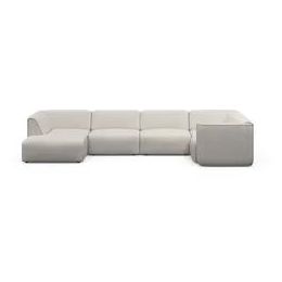 Wohnlandschaft RAUM.ID "Merid U-Form" Sofas Gr. B/H/T: 367cm x 70cm x 206cm, Struktur, Ottomane links, beige (creme) als Modul oder separat verwendbar, für individuelle Zusammenstellung