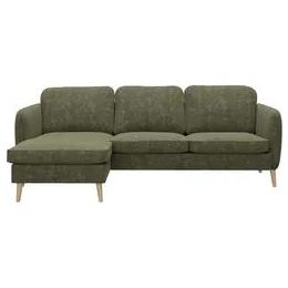 Ecksofa Inosign "Ikano" Sofas Gr. B/H/T: 225cm x 80cm x 143cm, Flachgewebe, Recamiere links, grün Massivholz Konstruktion, Wellenunterfederung im Sitz