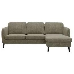 Ecksofa Inosign "Ikano" Sofas Gr. B/H/T: 225cm x 80cm x 143cm, Flachgewebe, Recamiere rechts, braun Massivholz Konstruktion, Wellenunterfederung im Sitz