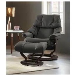 Relaxsessel stressless "Reno" Sessel Gr. Leder PALOMA, Classic Base Wenge, Relaxfunktion-Drehfunktion-PlusTMSystem-Gleitsystem, B/H/T: 79cm x 98cm x 75cm, grau (rock paloma) mit Classic Base, Größe S, M & L, Gestell Wenge