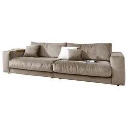 Big-Sofa 3C Candy "Enisa II" Sofas Gr. B/H/T: 290 cm x 86 cm x 127 cm, Samtoptik, beige (sand) incl. 1 Flatterkissen, Wahlweise mit Flecken-Schutz-Bezug Easy care