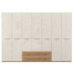 Kleiderschrank Home Affaire "Gala", beige (beige, pacific walnut), B:317cm H:224cm T:56cm, Spanplatte, MDF, Schränke, UV lackiert, kratzfest, hochglänzend, Soft-Close Funktion