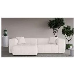 Ecksofa Home Affaire "ERIZ auch in Bouclé L-Form" Sofas Gr. B/H/T: 278cm x 70cm x 176cm, Bouclé, Ottomane links, beige (creme) moderne Steppung, incl. 2 Zierkissen, BTH: 27817670 cm