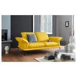 2-Sitzer W.Schillig "sherry" Sofas Gr. B/H/T: 194cm x 81cm x 114cm, Longlife Xtra-Leder Z69, mit Kopfteilverstellung-mit Armlehnenverstellung, gelb (lemon z69) Kopfstützenverstellung, Metallfüße in Schwarz, Breite 194 cm