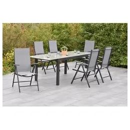 Garten-Essgruppe Merxx "»Amalfi«" Sitzmöbel-Sets grau (grau + graphit) Ausziehtisch: LxB: 200-300 x 110 cm