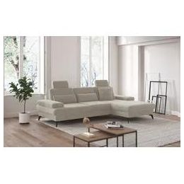 Sit & More Ecksofa SIT & MORE "Morris L-Form inkl. Sitztiefenverstellung" Sofas Gr. B/H/T: 275cm x 82cm x 171cm, Microfaser, Recamiere rechts, inkl.Sitztiefenverstellung-inkl.Bettfunktion-mit Bettkasten-mit Armteilfunktion, beige (creme) wahlweise mit Bettfunktion, Bettkasten und Armteilverstellung