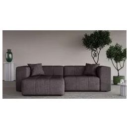 Ecksofa Home Affaire "ERIZ auch in Bouclé L-Form" Sofas Gr. B/H/T: 278cm x 70cm x 176cm, Bouclé, Ottomane links, grau (anthrazit) moderne Steppung, incl. 2 Zierkissen, BTH: 27817670 cm