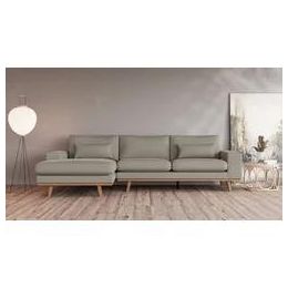 Ecksofa Home Affaire "Torino B/T/H: 282/151/81 cm" Sofas Gr. B/H/T: 282cm x 81cm x 151cm, Struktur weich, Recamiere links, grau (taupe) L-Form, edler Holzrahmen, incl. Zierkissen, auch in Bouclé