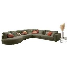 Ecksofa 3C Candy "Enisa II, bequem und komfortabel, Mega Familiensofa, L-Form", grün (oliv), B:395cm H:86cm T:225cm, 100% Polyester, Sofas, incl. 3 Flatterkissen, wahlweise mit Flecken-Schutz-Bezug Easy care