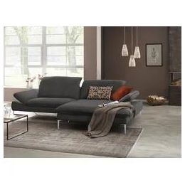 Ecksofa W.Schillig "enjoy&MORE" Sofas Gr. B/H/T: 294cm x 87cm x 185cm, Chenille-Flachgewebe R66, Recamiere rechts, mit Kopfteilverstellung-mit Armlehnenverstellung-mit Sitztiefenverstellung, grau (anthrazit r66) mit Sitztiefenverstellung, Füße silber matt, Breite 294 cm