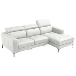 Ecksofa Egoitaliano "Matt, erstklassiger Sitzkomfort, aufwendige Detailverarbeitung, L-Form" Sofas Gr. B/H: 247cm x 100cm, Leder BULL, Recamiere rechts, weiß mit verstellbaren Kopfteilen zum Relaxen