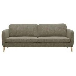 3-Sitzer Inosign "Ikano" Sofas Gr. B/H/T: 215cm x 80cm x 86cm, Flachgewebe, braun Massivholz Konstruktion, Wellenunterfederung im Sitz