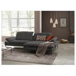 Ecksofa W.Schillig "enjoy&MORE" Sofas Gr. B/H/T: 294cm x 87cm x 185cm, Chenille-Flachgewebe R66, Recamiere rechts, mit Kopfteilverstellung-mit Armlehnenverstellung-mit Sitztiefenverstellung, grau (anthrazit r66) Sitztiefenverstellung, Füße bronze pulverbeschichtet, Breite 294 cm