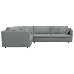 Ecksofa FLEXLUX "Lovane" Sofas Gr. B/H/T: 328cm x 84cm x 295cm, Bouclé, Schenkel links, blau (sky blau) Weich & anschmiegsam, große Sitztiefe auf Kaltschaum, Dekokissen inkl.