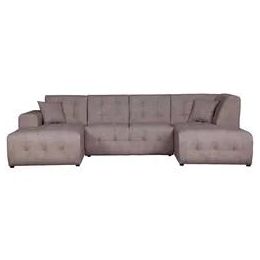 Wohnlandschaft Home Affaire "Nosia U-Form" Sofas Gr. B/H/T: 297 cm x 85 cm x 163 cm, Samtoptik, Recamiere links, grau (taupe) incl. 2 Zierkissen, mit feiner Steppung