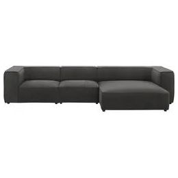 Ecksofa W.Schillig "around-the-block" Sofas Gr. B/H/T: 341cm x 66cm x 164cm, Longlife Xtra-Leder Z69, Longchair rechts, grau (anthracite z69) mit eleganter Biese, Federkern, Breite 341 cm