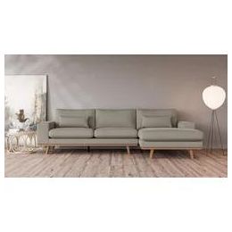 Ecksofa Home Affaire "Torino B/T/H: 282/151/81 cm" Sofas Gr. B/H/T: 282cm x 81cm x 151cm, Struktur weich, Recamiere rechts, grau (taupe) L-Form, edler Holzrahmen, incl. Zierkissen, auch in Bouclé