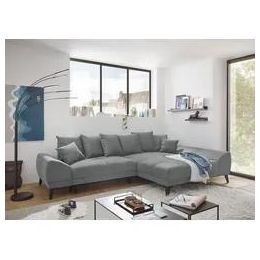 Stella Trading Ecksofa ED EXCITING DESIGN "Scott L-Form" Sofas Gr. B/H/T: 310cm x 85cm x 185cm, Webstoff, Recamiere beidseitig montierbar, inkl. 6 Rückenkissen (50x50)-inkl. 2 Zierkissen (40x40)-inkl. Schlaffunktion-inkl. Bettkasten, grau frei im Raum stellbar, mit Bettkasten, Schlaffunktion und 8 Kissen