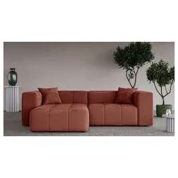 Ecksofa Home Affaire "ERIZ auch in Bouclé L-Form" Sofas Gr. B/H/T: 278cm x 70cm x 176cm, Chenille, Ottomane links, rot (dunkelrot) moderne Steppung, incl. 2 Zierkissen, BTH: 27817670 cm