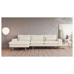 Ecksofa Home Affaire "Torino B/T/H: 282/151/81 cm" Sofas Gr. B/H/T: 282cm x 81cm x 151cm, Struktur weich, Recamiere links, beige (creme) L-Form, edler Holzrahmen, incl. Zierkissen, auch in Bouclé