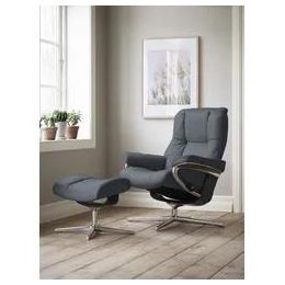 Relaxsessel stressless "Mayfair" Sessel Gr. Leder BATICK, Cross Base Schwarz, Relaxfunktion-Drehfunktion-PlusTMSystem-Gleitsystem-BalanceAdaptTM, B/H/T: 92cm x 103cm x 79cm, blau (atlantic batick) mit Hocker, Cross Base, Größe S, M & L, Holzakzent Schwarz