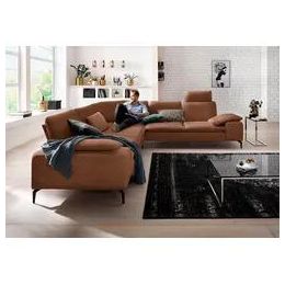 Ecksofa W.Schillig "valentinoo" Sofas Gr. B/H/T: 318 cm x 83 cm x 298 cm, Chenille-Flachgewebe R66, langer Schenkel links, mit Sitztiefenverstellung, braun (copper r66) mit Sitztiefenverstellung, Breite 318 cm